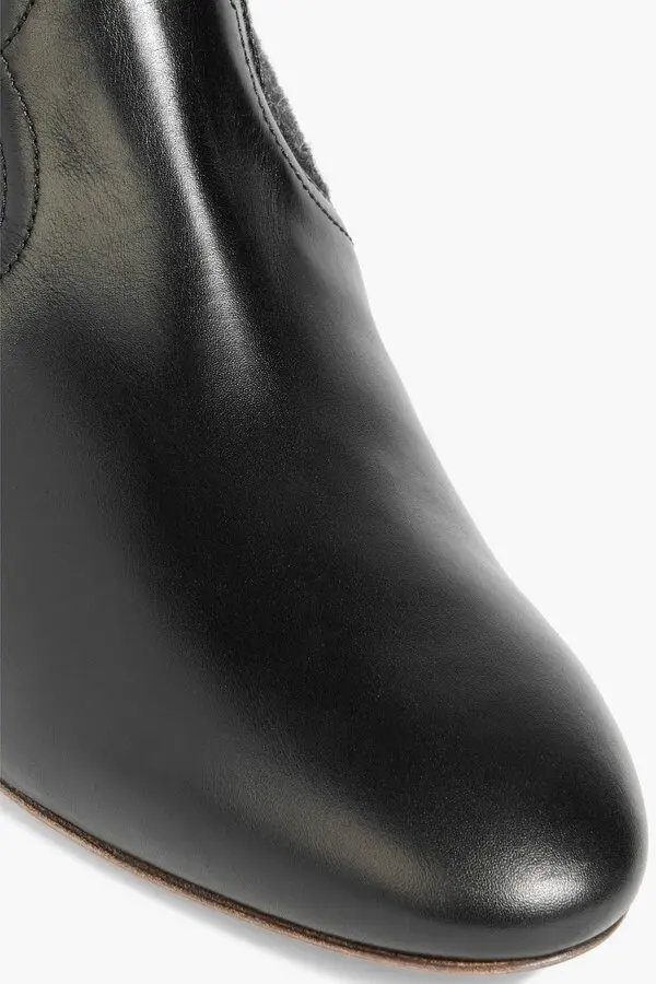 Gabriela Hearst Abner Leather And Ribbed-knit Wedge Ankle Boots