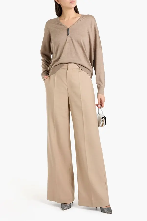 Brunello Cucinelli Wool-twill Wide-leg Pants