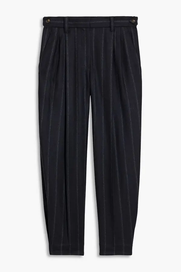 Brunello Cucinelli Pinstriped Wool-blend Tapered Pants