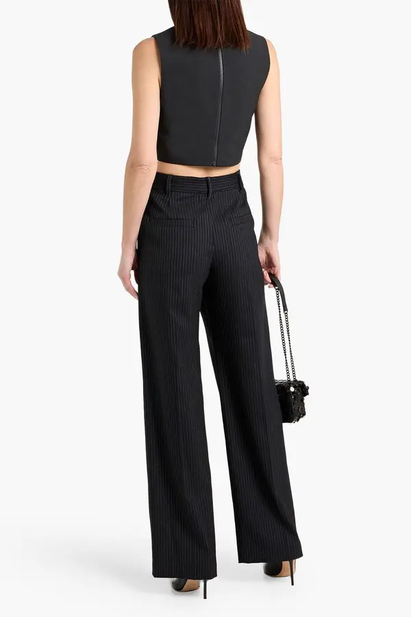 Brunello Cucinelli Pinstriped Wool-blend Wide-leg Pants