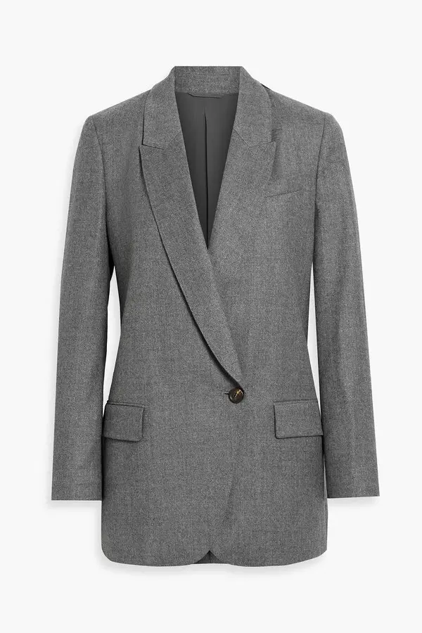 Brunello Cucinelli Double-breasted Metallic Wool-blend Blazer