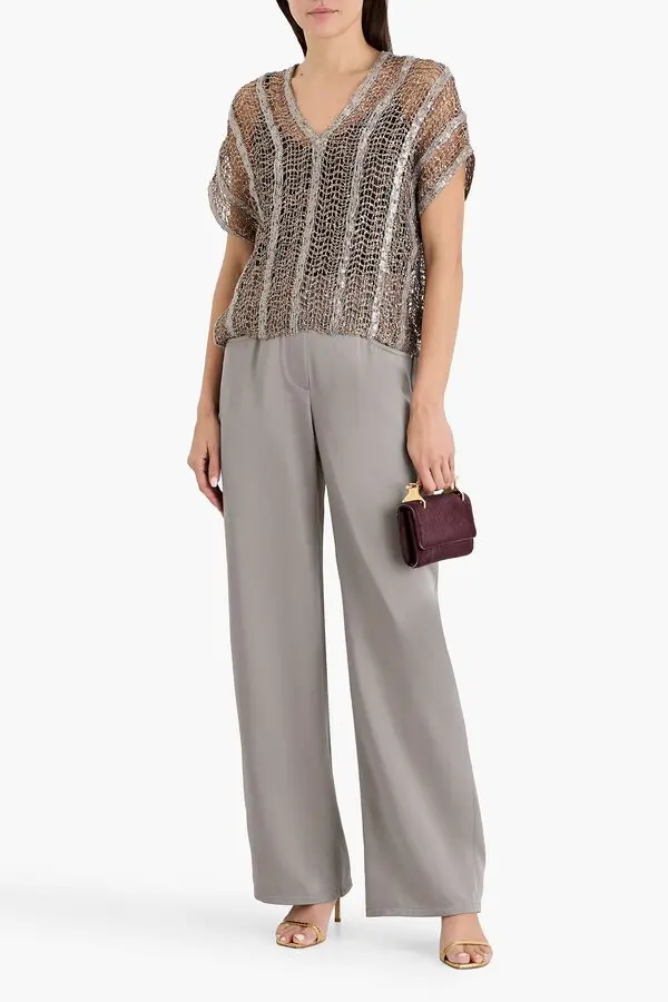 Brunello Cucinelli Sequin-embellished Open-knit Top