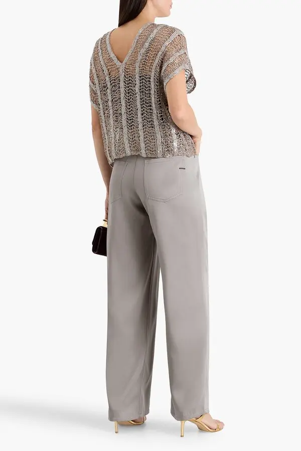 Brunello Cucinelli Bead-embellished Wide-leg Pants