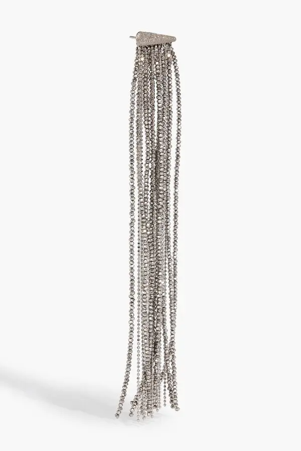 Brunello Cucinelli Fringed Beaded Silvertone Earrings