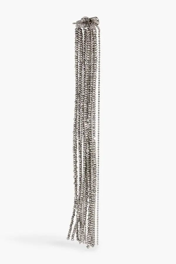 Brunello Cucinelli Fringed Beaded Silvertone Earrings