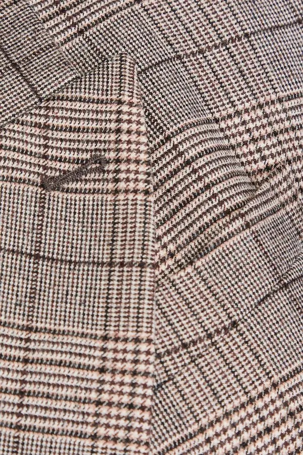 Brunello Cucinelli Double-breasted Checked Wool-blend Blazer - Brown