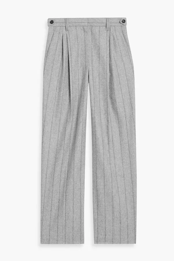 Brunello Cucinelli Pleated Pinstriped Wool-blend Wide-leg Pants