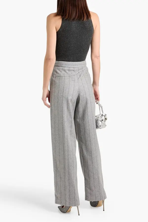 Brunello Cucinelli Pleated Pinstriped Wool-blend Wide-leg Pants