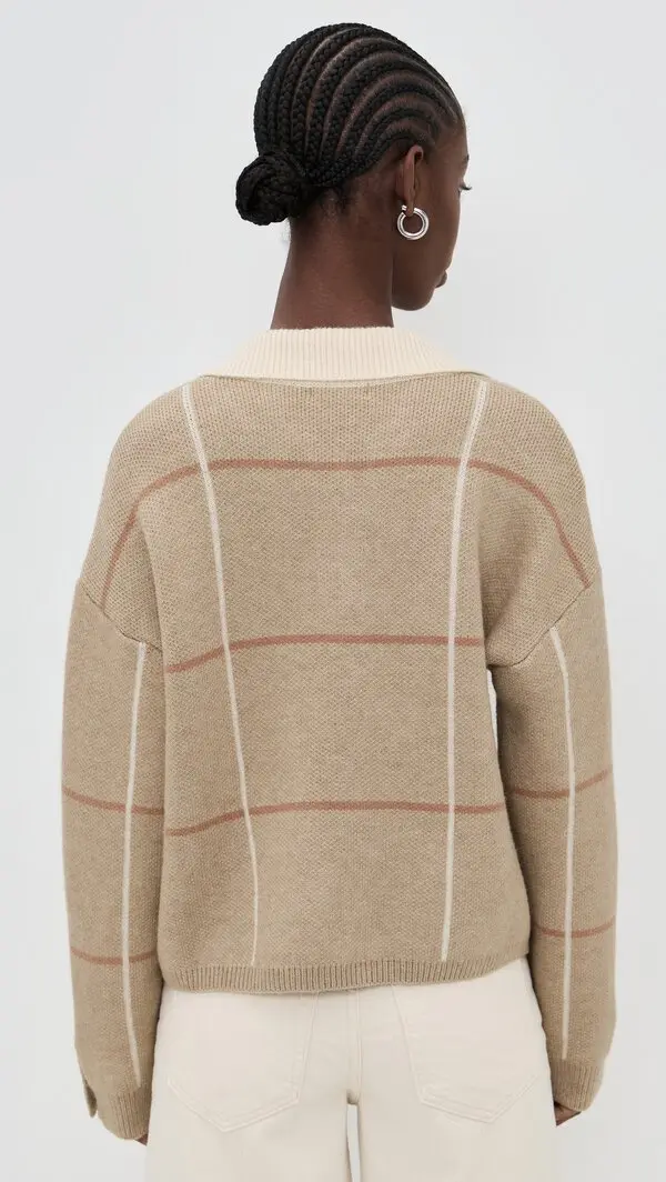 LITTLE LIES Checked Polo Sweater - Beige