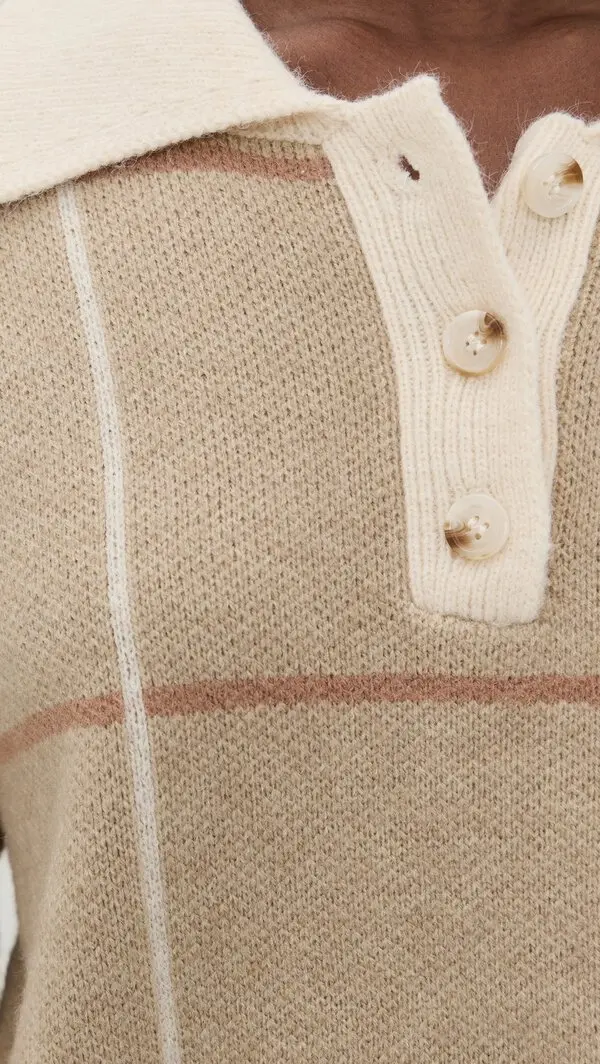 LITTLE LIES Checked Polo Sweater - Beige