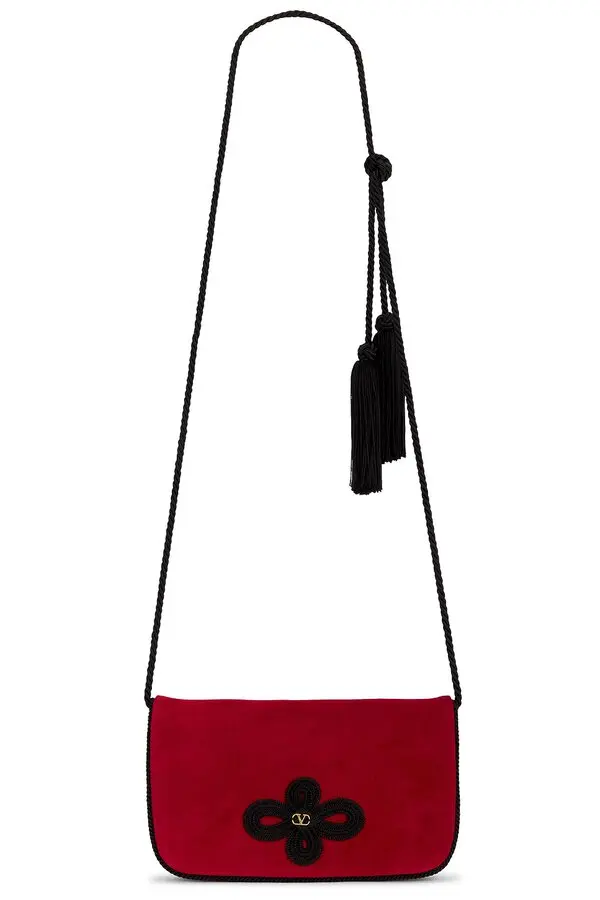Valentino Garavani Sans Fin Suede Mini Bag - Rosso V & Nero