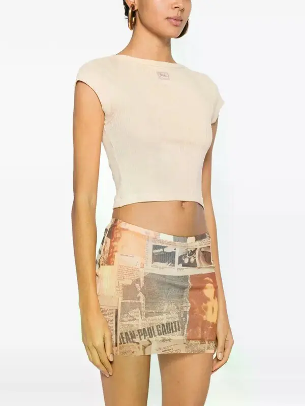 JEAN PAUL GAULTIER Ribbed Short-sleeved T-shirt - Neutrals