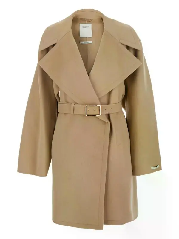 Sportmax Virgin Wool Oversized Belted Coat - Neutrals