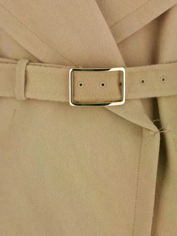 Sportmax Virgin Wool Oversized Belted Coat - Neutrals