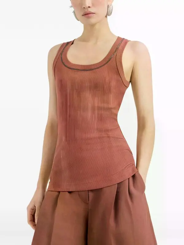 Brunello Cucinelli Ribbed Trim Top