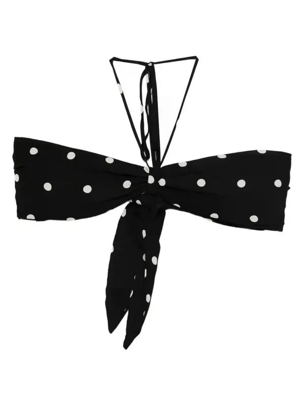 ADRIANA DEGREAS Polka-dot Tie-fastening Bikini Top - Black