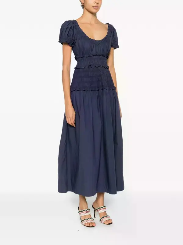DÔEN Leanne Ruffled Midi Dress - Blue