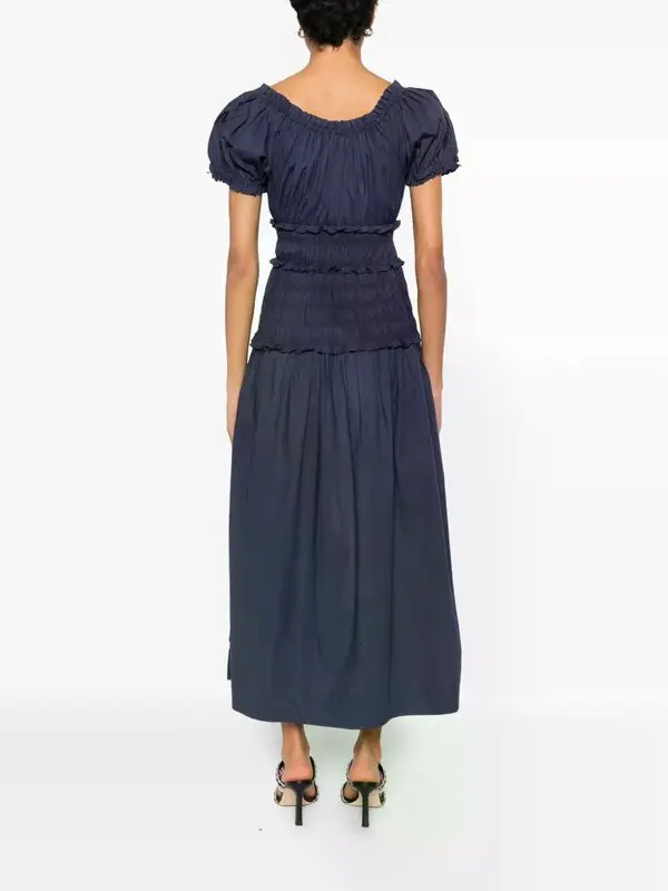 DÔEN Leanne Ruffled Midi Dress - Blue