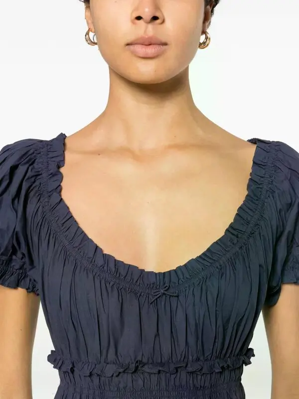 DÔEN Leanne Ruffled Midi Dress - Blue