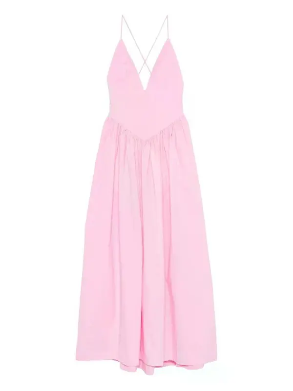 ADRIANA DEGREAS V-neck Straps Maxi Dress - Pink