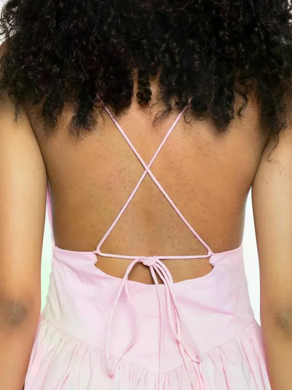 ADRIANA DEGREAS V-neck Straps Maxi Dress - Pink