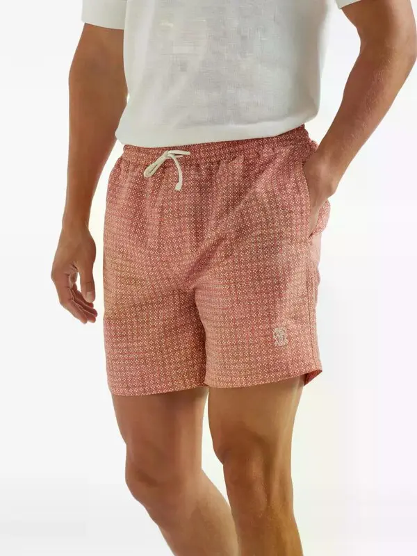Brunello Cucinelli Flower-print Swim Shorts - Orange
