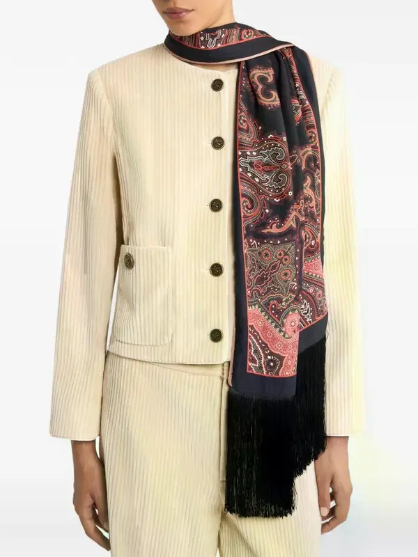 Etro Geometric Silk Scarf - Black