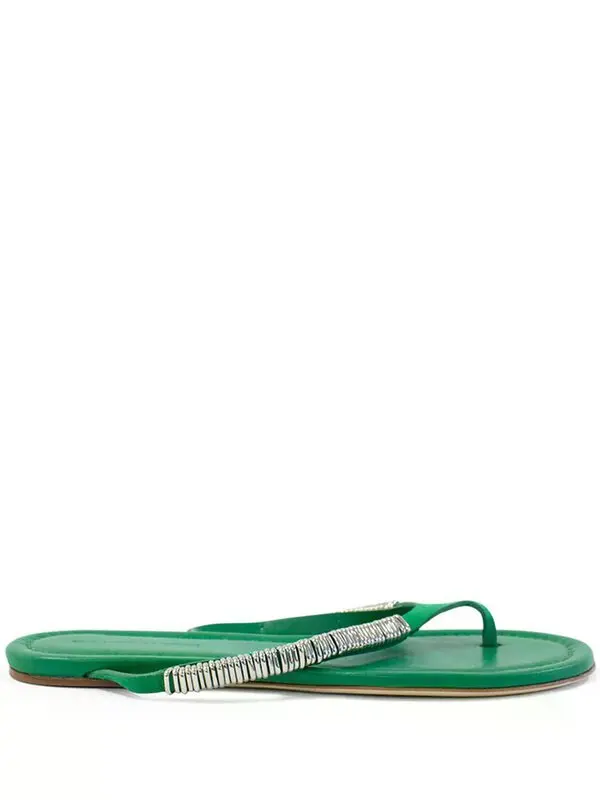 Christopher Esber Frida Pierced Suede Flat Sandals - Green