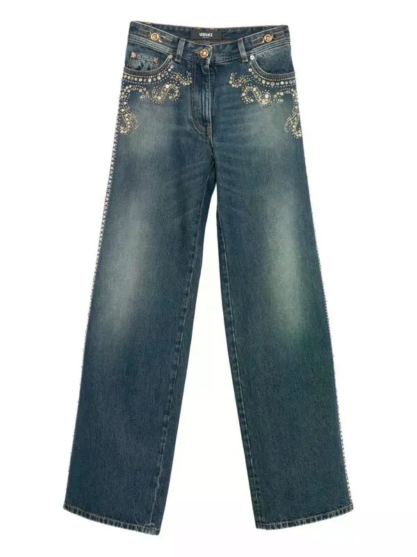 Versace Stud-embellished Straight-leg Jeans