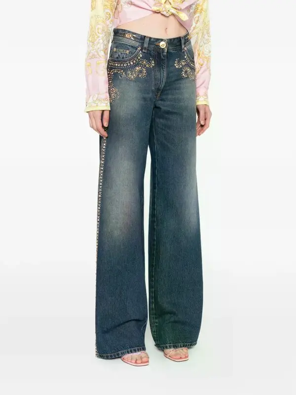 Versace Stud-embellished Straight-leg Jeans
