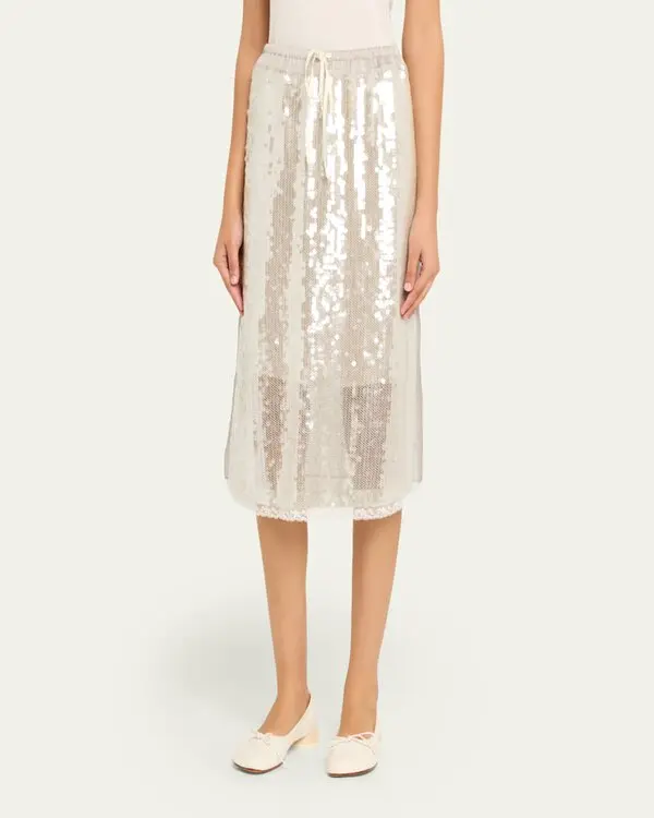 3.1 Phillip Lim Sequined Drawstring Midi Skirt