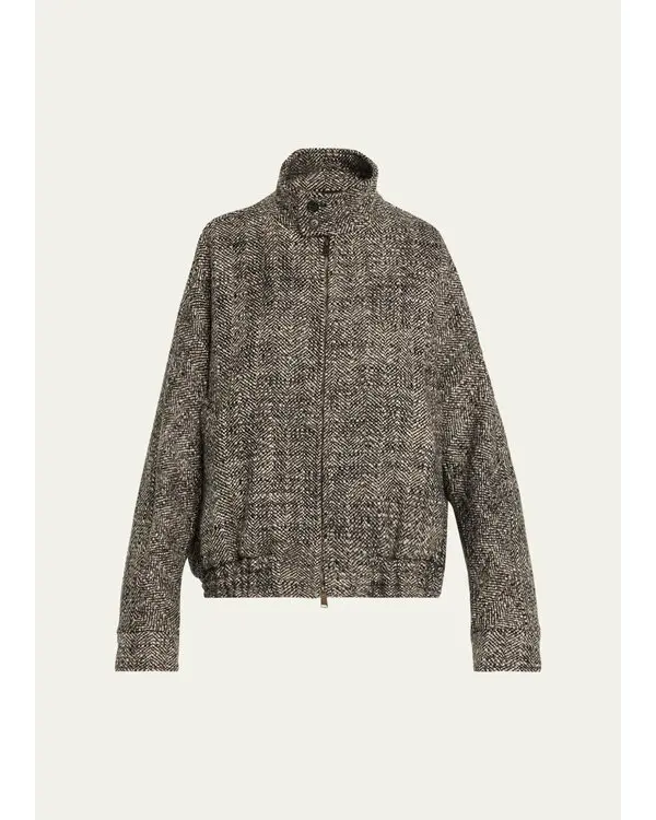 DARKPARK Lee Oversized Herringbone Bomber Jacket - Nut/black
