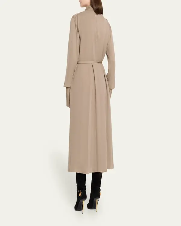 TOM FORD Washed Silk Georgette Belted Midi Dress - Desert