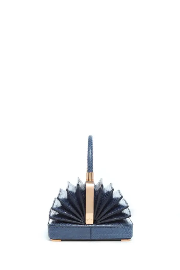Gabriela Hearst Small Diana Snakeskin Handheld Bag - Navy