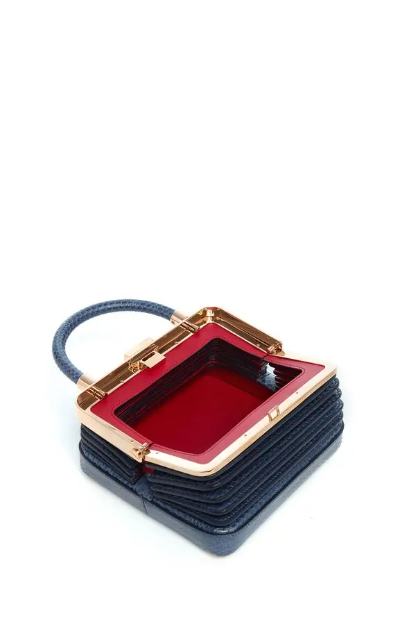 Gabriela Hearst Small Diana Snakeskin Handheld Bag - Navy
