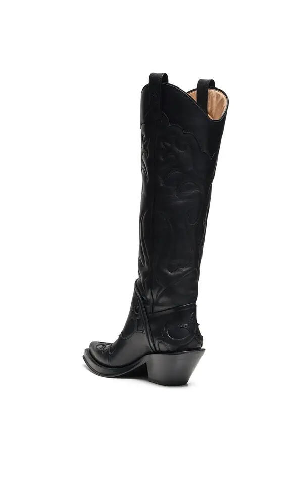 Gabriela Hearst Capitana Leather Cowboy Boots - Black
