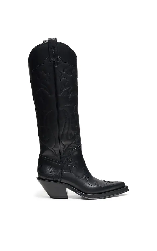 Gabriela Hearst Capitana Leather Cowboy Boots - Black