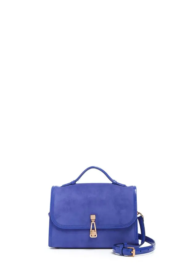 Gabriela Hearst Small Leonora Flap Bag In Suede - Cobalt