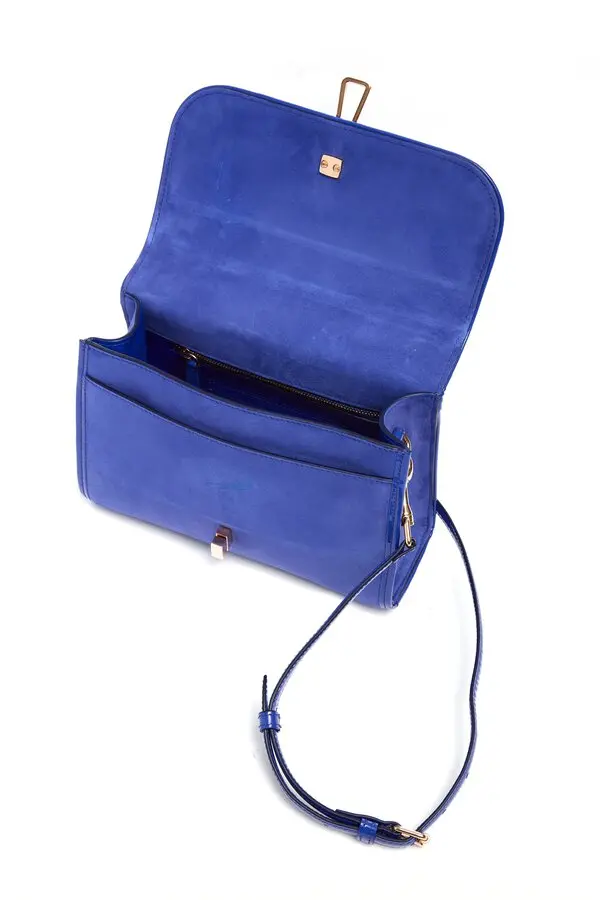 Gabriela Hearst Small Leonora Flap Bag In Suede - Cobalt