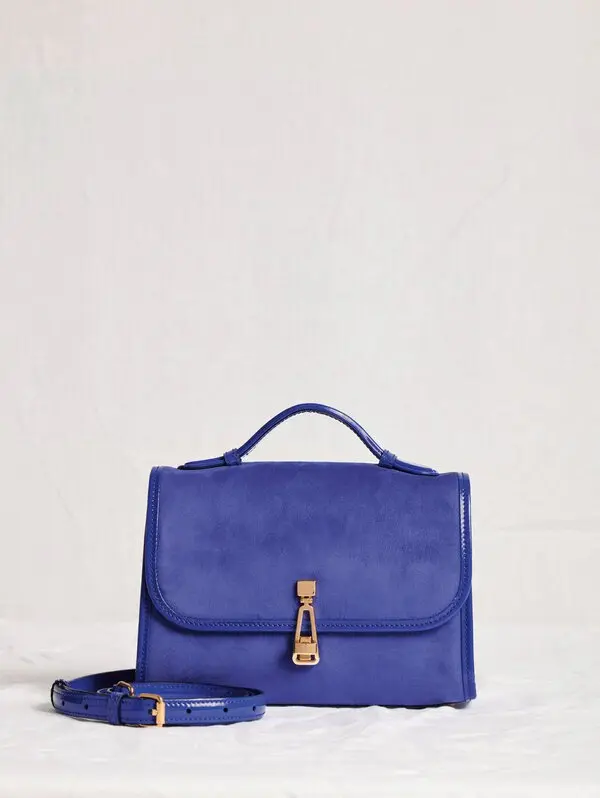 Gabriela Hearst Small Leonora Flap Bag In Suede - Cobalt