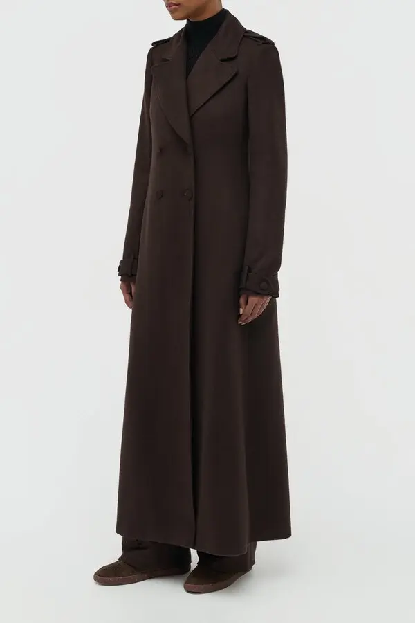 Gabriela Hearst Houstt Trench Coat In Winter Silk - Chocolate