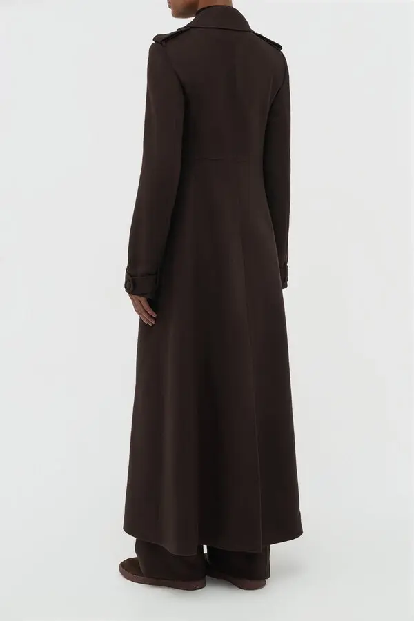 Gabriela Hearst Houstt Trench Coat In Winter Silk - Chocolate