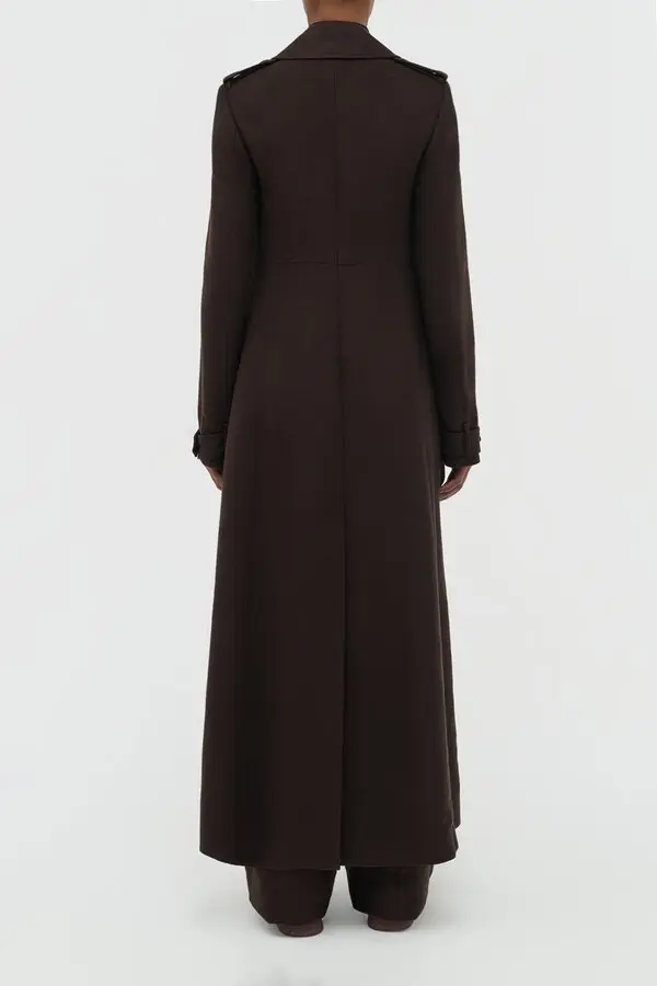 Gabriela Hearst Houstt Trench Coat In Winter Silk - Chocolate