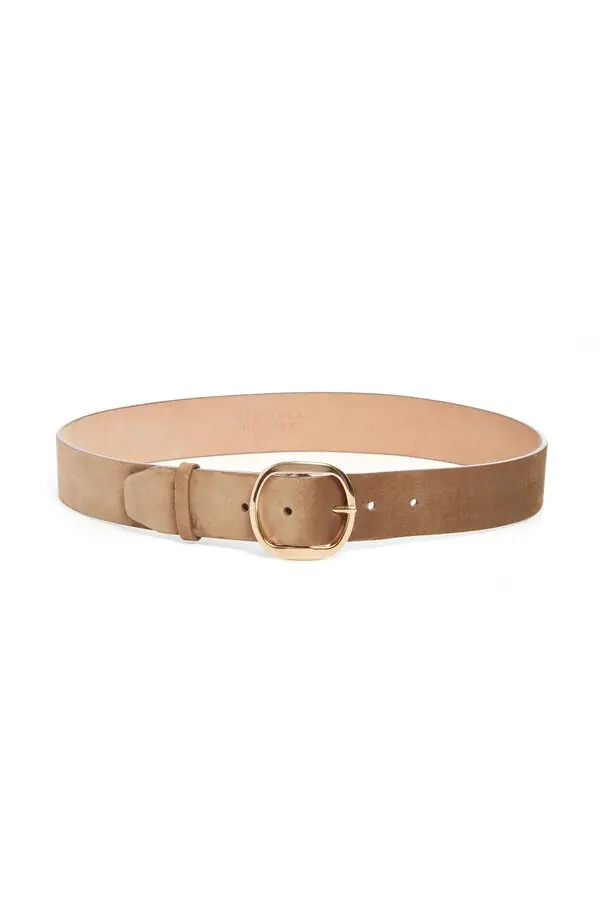 Gabriela Hearst Elster Buckle Suede Belt - Dark Sand