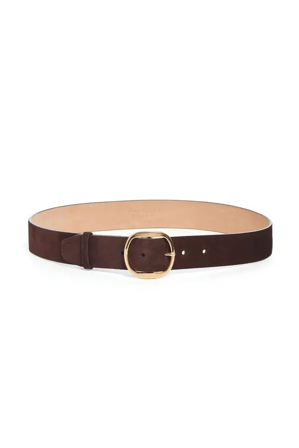 Gabriela Hearst Elster Buckle Suede Belt - Dark Brown
