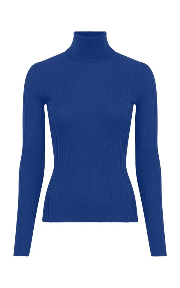 Gabriela Hearst Cashmere Silk Turtleneck Knit Top - Cobalt