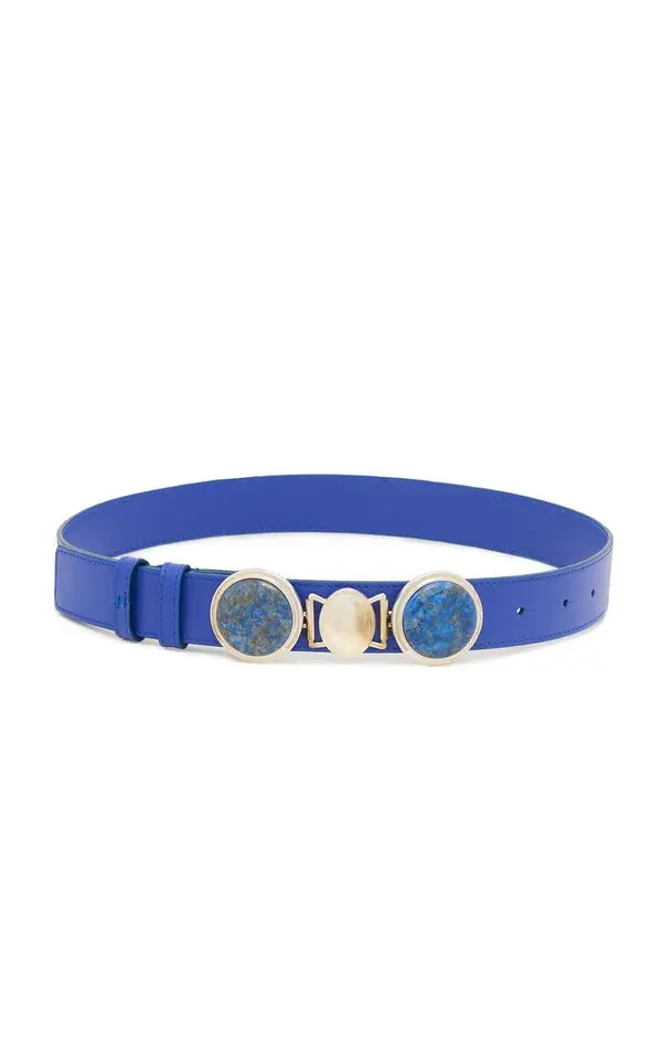 Gabriela Hearst Grange Stone Leather Belt - Navy