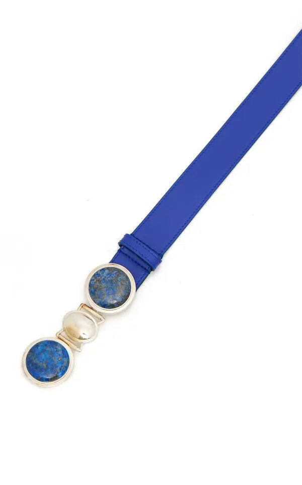 Gabriela Hearst Grange Stone Leather Belt - Navy