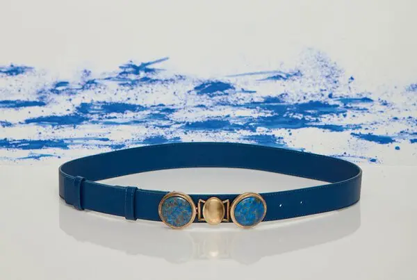 Gabriela Hearst Grange Stone Leather Belt - Navy