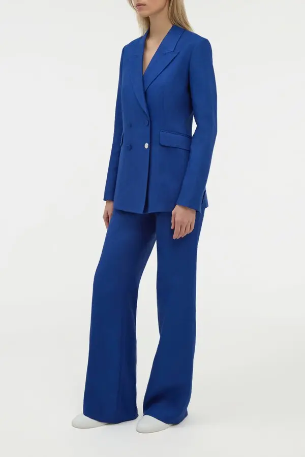 Gabriela Hearst Angela Double Breasted Linen Twill Blazer - Cobalt